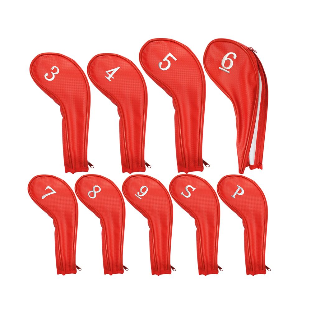 9 Piece PU Long Neck Golf Club Covers Zipper Iron Headcovers Set | Shop ...