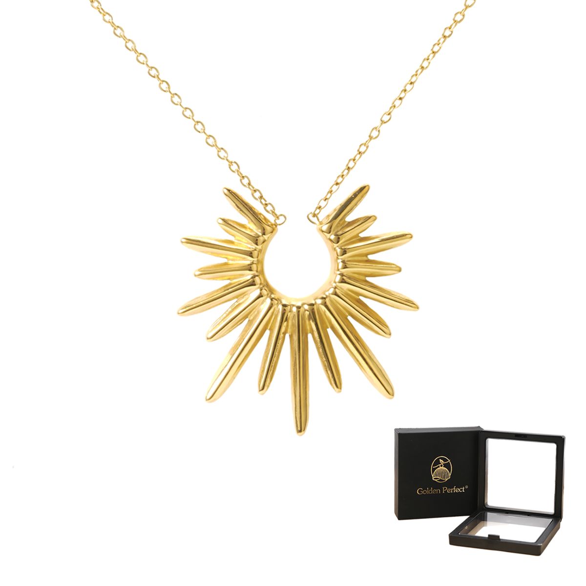 Sun Necklace with Pull-Out Gift Box,Titanium steel- Golden Perfect ...