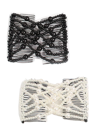 Adjustable Elastic Hair Comb Stretchy Pearl Bow Double Combs | Shop ...