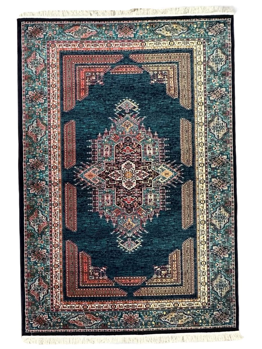 300 x 200cm Gorgeous Kirman Design Blue And Red And Yellow Rug | Shop ...