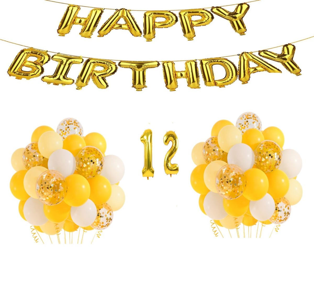 Yellow and Gold Balloon Set 12 years | Shop Today. Get it Tomorrow ...