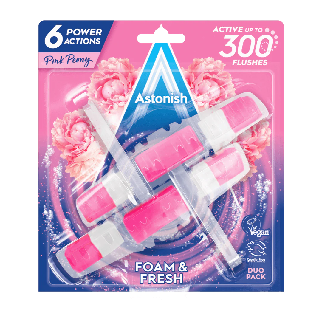 Toilet Rim Cleaner Pink Peony | Astonish Continuous Clean Blocks | Shop ...