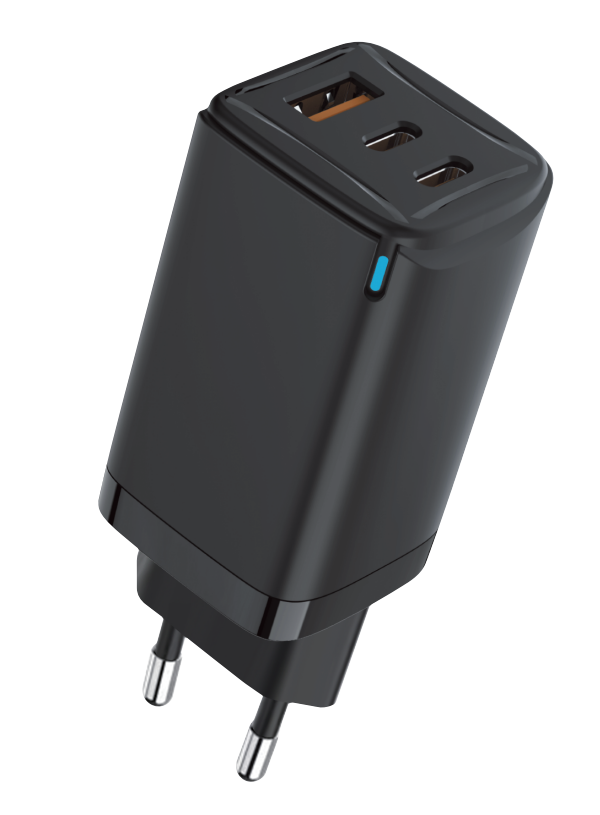 TechZA 65W USB-C Charger, 3-Port GaN Fast Adaptor (2 USB-C & 1 USB-A ...