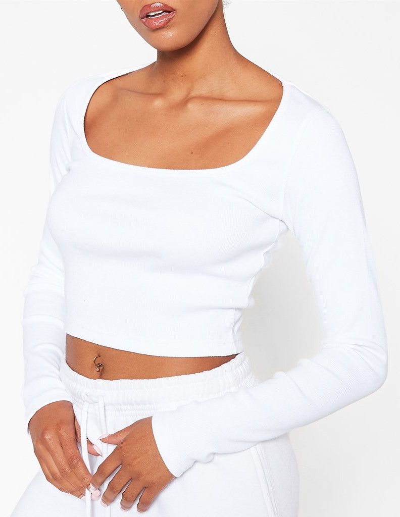 I Saw It First Ladies - White Square Neck Rib Crop Top | Shop Today ...