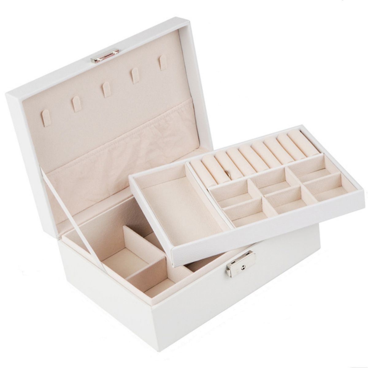 Leather Double-Layer Jewelry Storage Box Organizer Multi Compact | Shop ...
