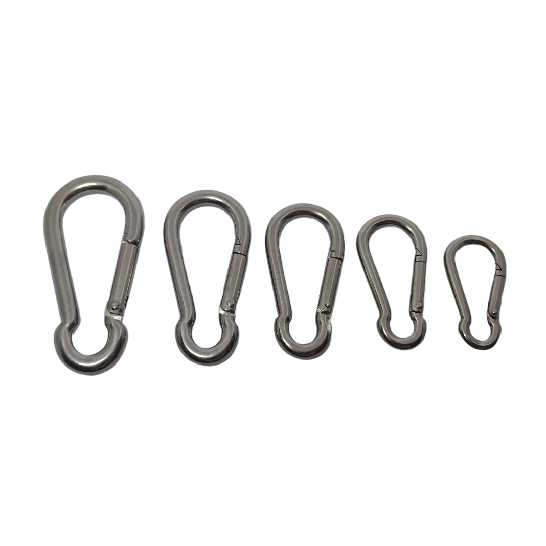 Silver Carabiner Spring Snap Hook Clip 5 6 7 8 9mm 5 Piece Shop