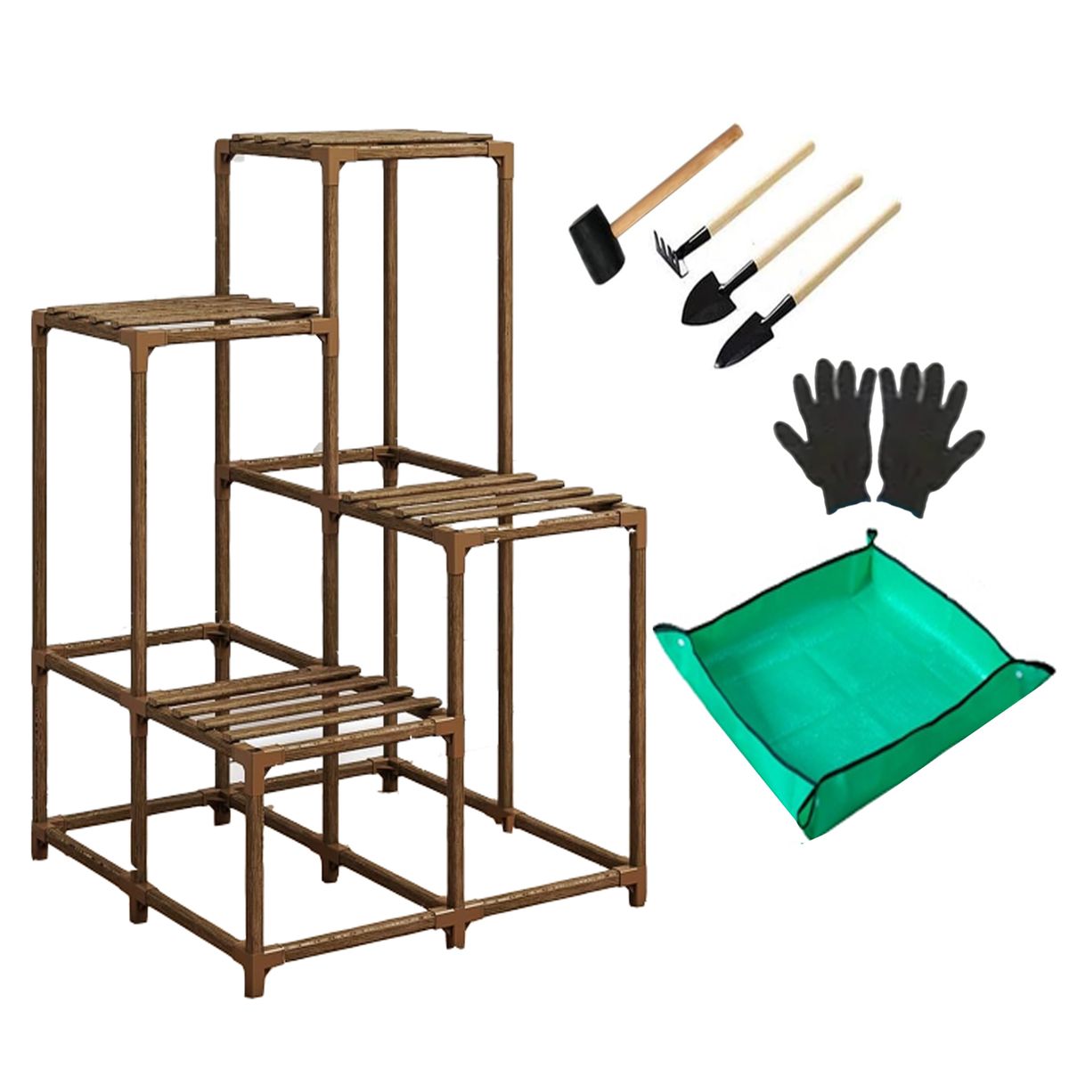 4 Tier Wooden Plant Display Stand For Indoor Outdoor Patio, Balcony ...