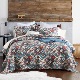 Luxurious Patchwork Bedspread 100% Cotton Quilted Embroidered-IvoryBlue ...
