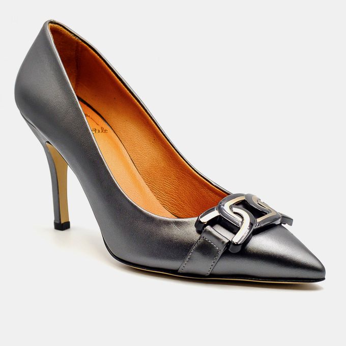 El'estilo - Rosita Bullet Grey Leather Stiletto | Shop Today. Get it ...