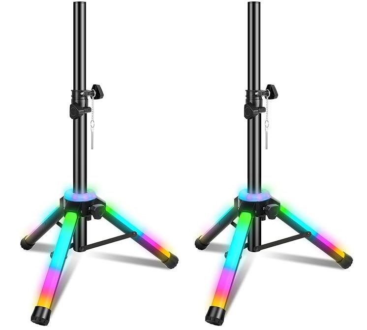 DW LED Multi Colors Dj Speaker Stands Adjustable 25-39 Inch - Set Of 2 ...