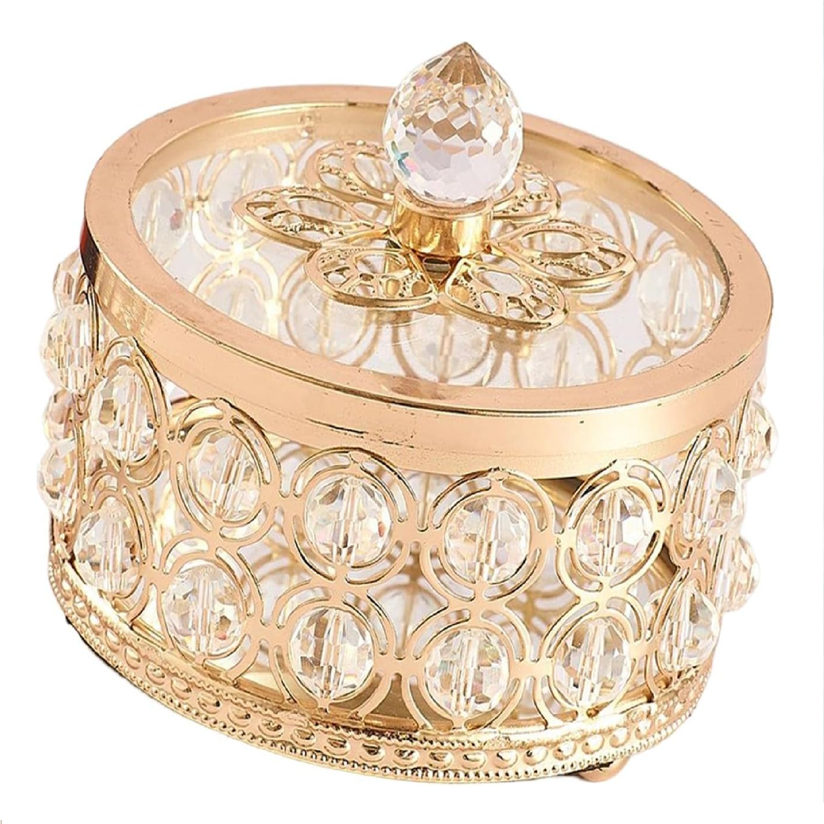 Elegant Crystal Jewelry Box Organizer - Gold Plated Trinket Box | Shop ...
