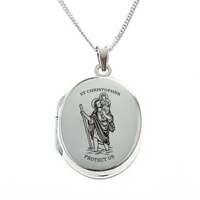 Saint Christopher Sterling Silver Locket with Chain | Shop Today. Get ...
