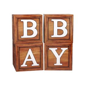 Brown Baby Letter Decorations Boxes - Baby Showers & Birthday Parties ...