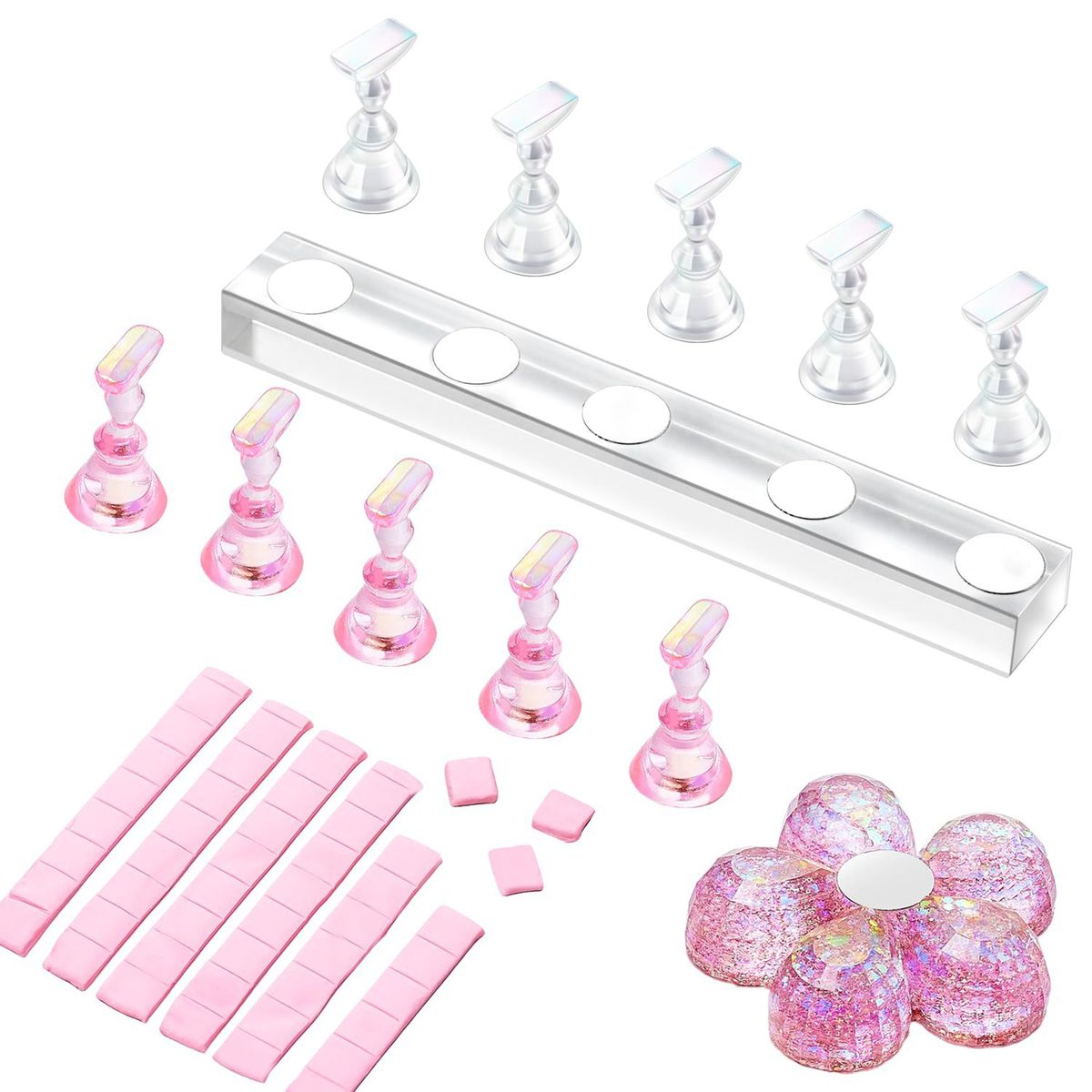 Acrylic Nail Display Practice Set with Magnetic Holder for Beginner ...