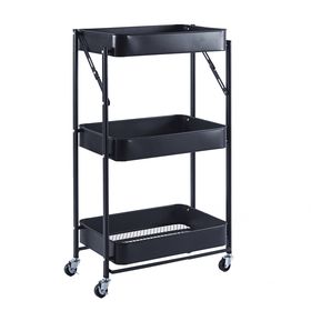 3 Tier Storage Rack Cart Foldable Trolley Stainless Steel ...
