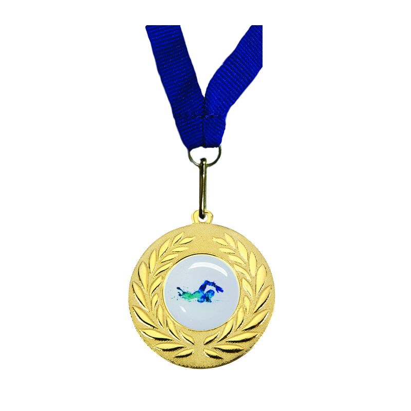Domed Swimming Gold Medal with Blue Ribbon kit | Buy Online in South ...