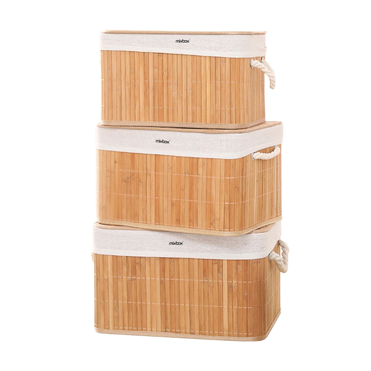 Mix Box Bamboo Nesting Storage Baskets with Lids - Set 3 Size | Shop ...
