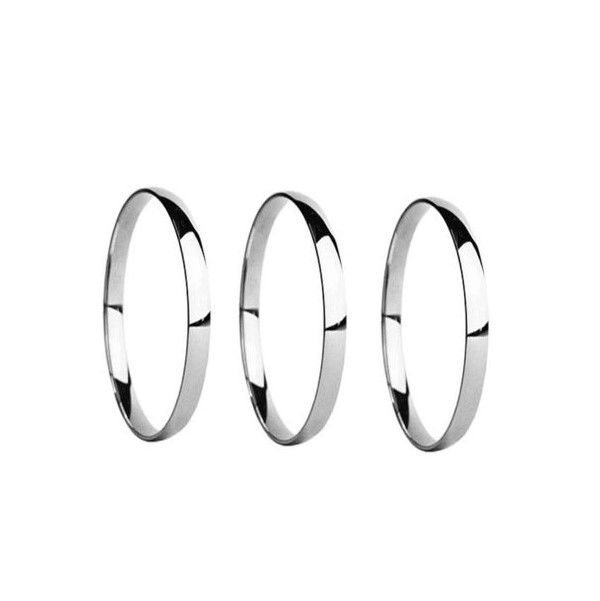 Solid stainless steel D-Shape round bangle 5mm wide - set of 3 | Shop Today. Get it Tomorrow ...