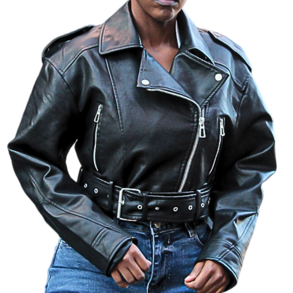 Women's Belted Lapel Collar Leather Jacket - Black | Shop Today. Get it ...