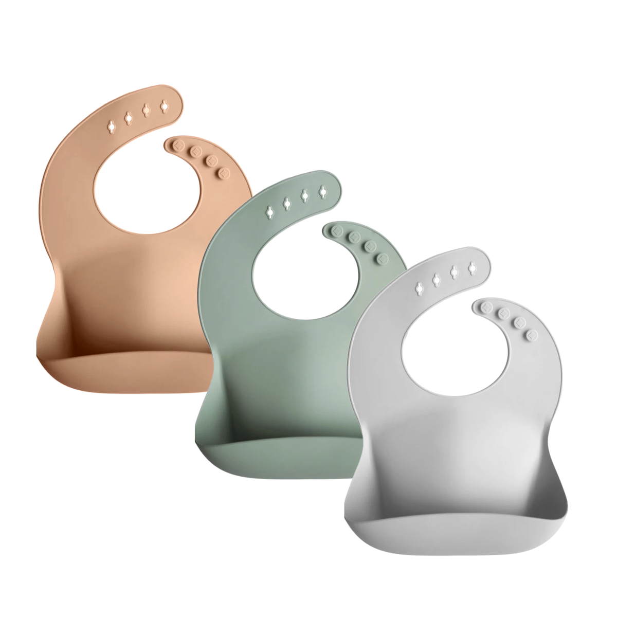 Silicone Baby Bucket Bib Set of 3 - Caramel Brown, Army Green, Cool ...