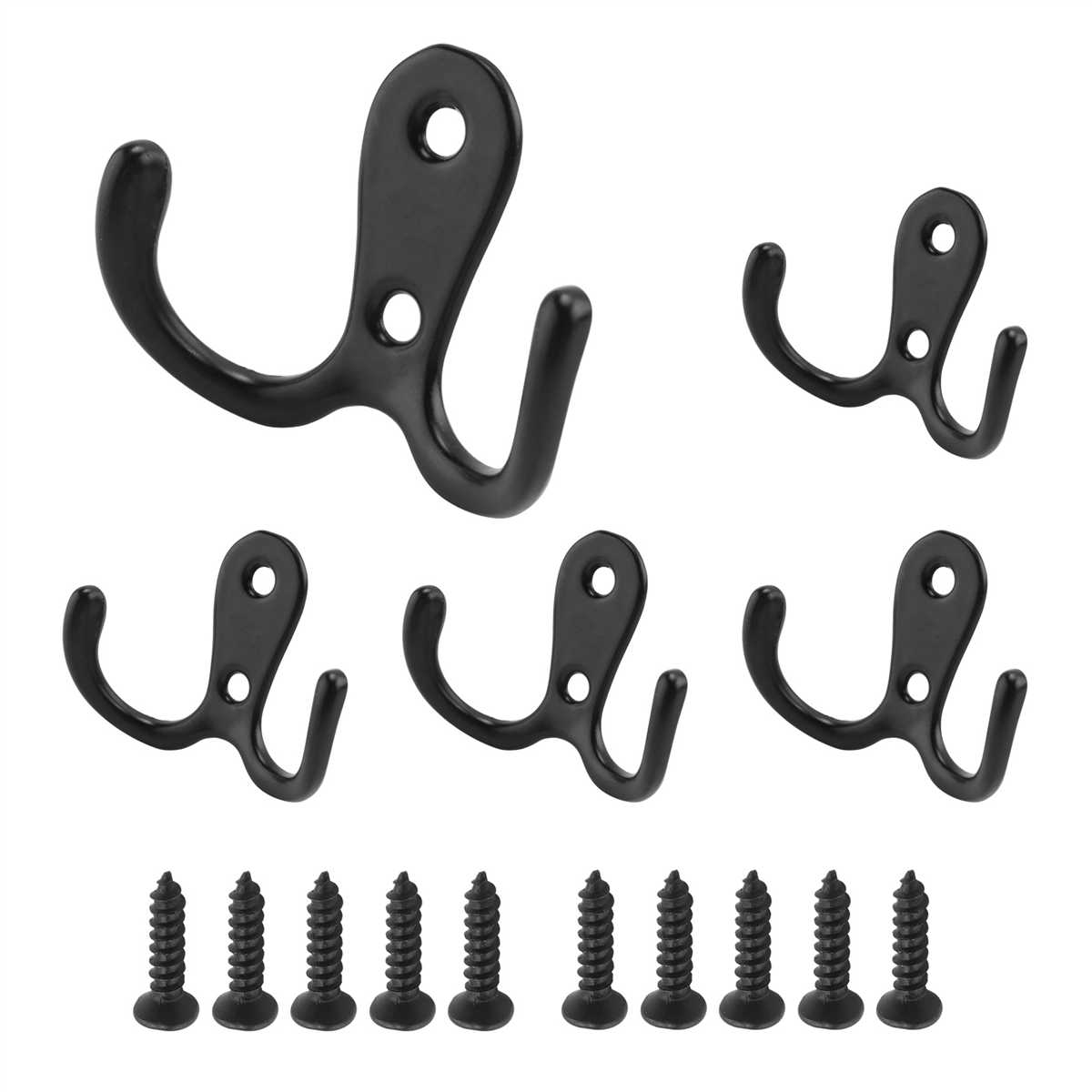 Dual Coat Hooks Wall Mounted for Bathroom Bedroom Door Wall - Black ...