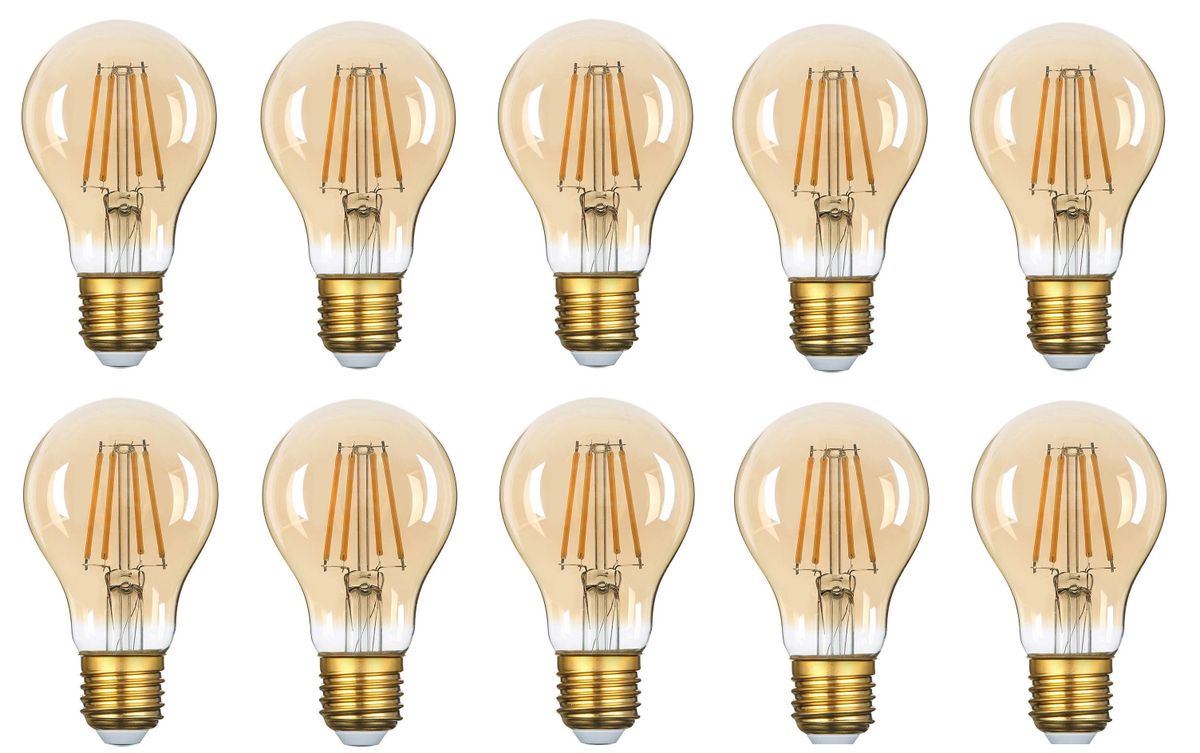 Hello Today E27 LED Filament Bulb A60 4W - 10 Pack Warm White Globe ...