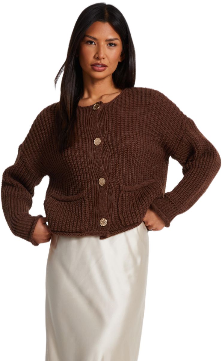 Quiz - Women Brown Chunky Knit Cardigan | Shop Today. Get it Tomorrow ...