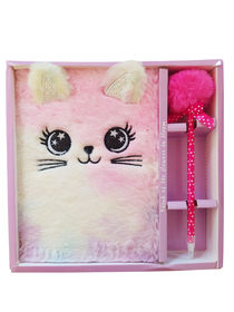 Fluffy Cat Diary Notebook with Pen - A5 - Pink & Yellow | Shop Today ...
