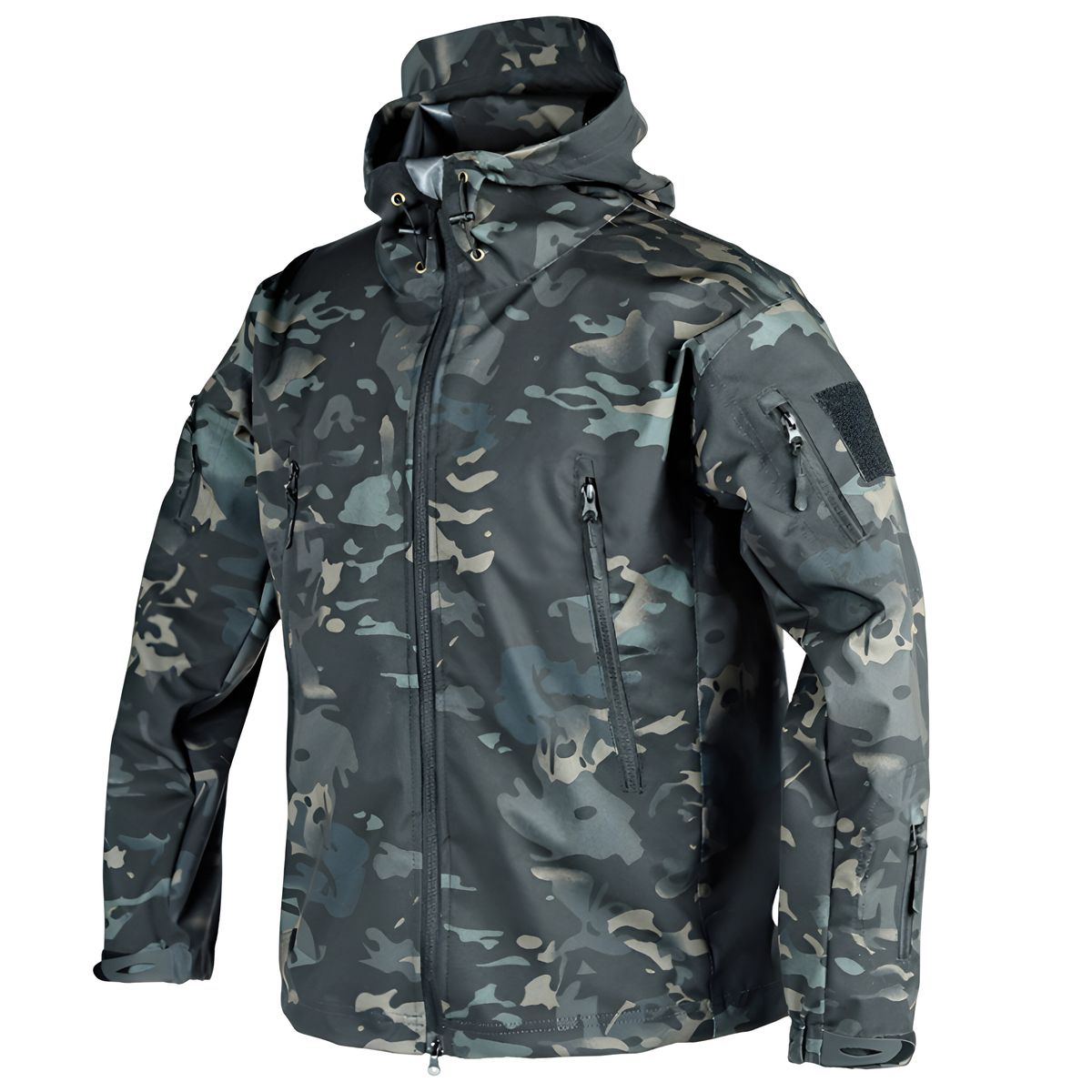 Men's Tactical Windproof Jacket Outdoor Softshell Zipper Hooded Trench ...