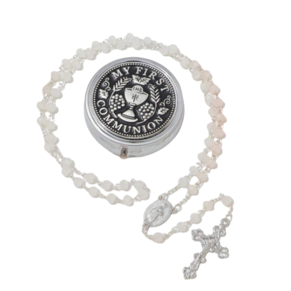 Crystal Beaded Rosary in Metal My First Communion Gift Box | Shop Today ...