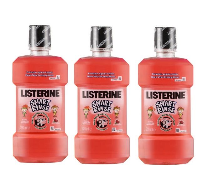Listerine - Kids Smart Rinse Mouthwash Berry (3 x 500ml) | Shop Today ...