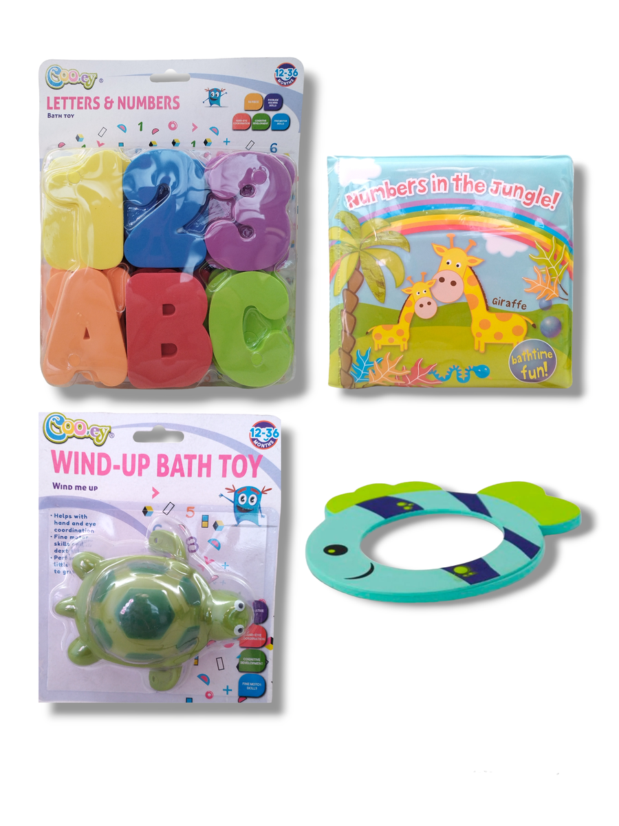 Cooey Bath Toys Set - Bath Letters, Bath Book, Wind-up Turtle & Fish ...