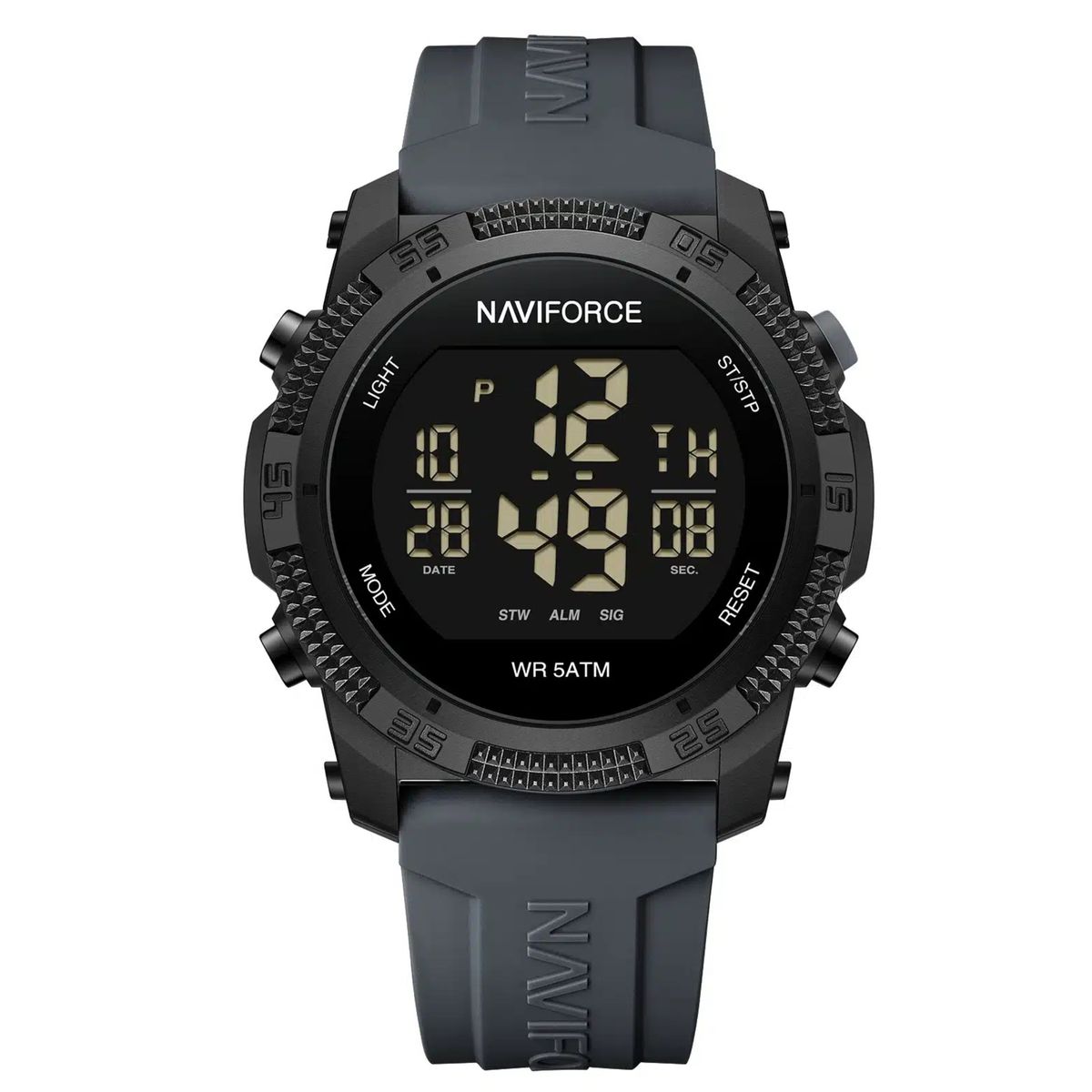 Naviforce Men's Gasoline LCD Display Multifunctional TPU Belt Watch Ion ...