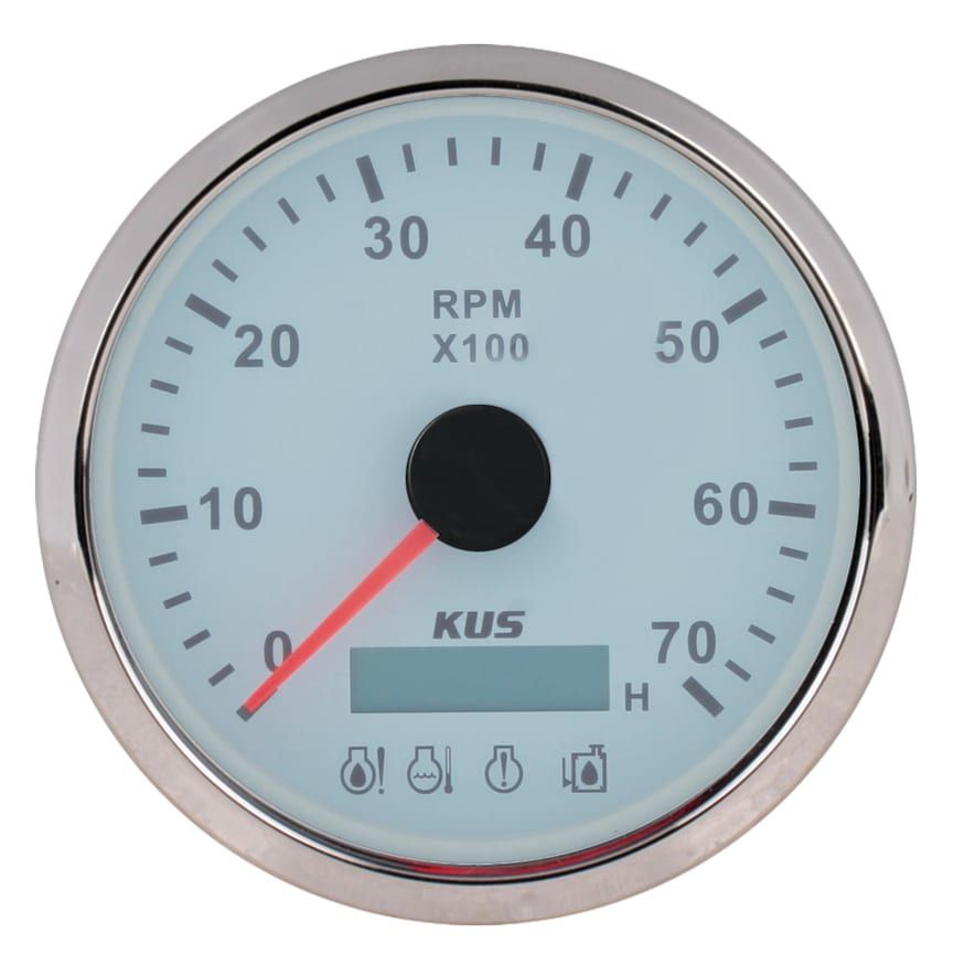 KUS Marine Grade Tachometer with Hour Meter and LED Warning Lights ...