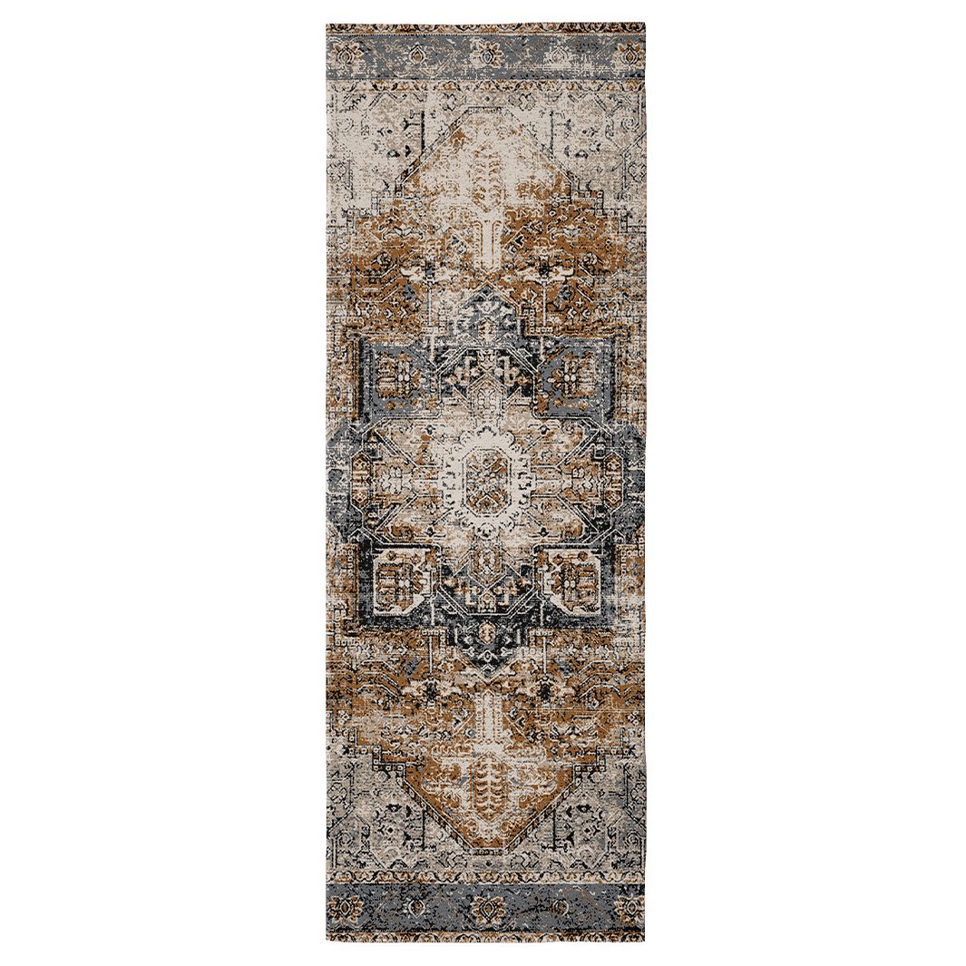 Cape Art Velva Shine Classic Brown And Blue Geo Distressed Runner Rug ...