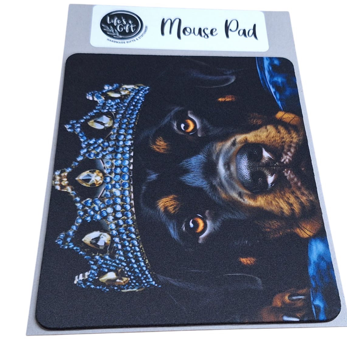 22 x 18 cm Rectangular Mouse Pad- Beautiful Rottweiler with Crown ...