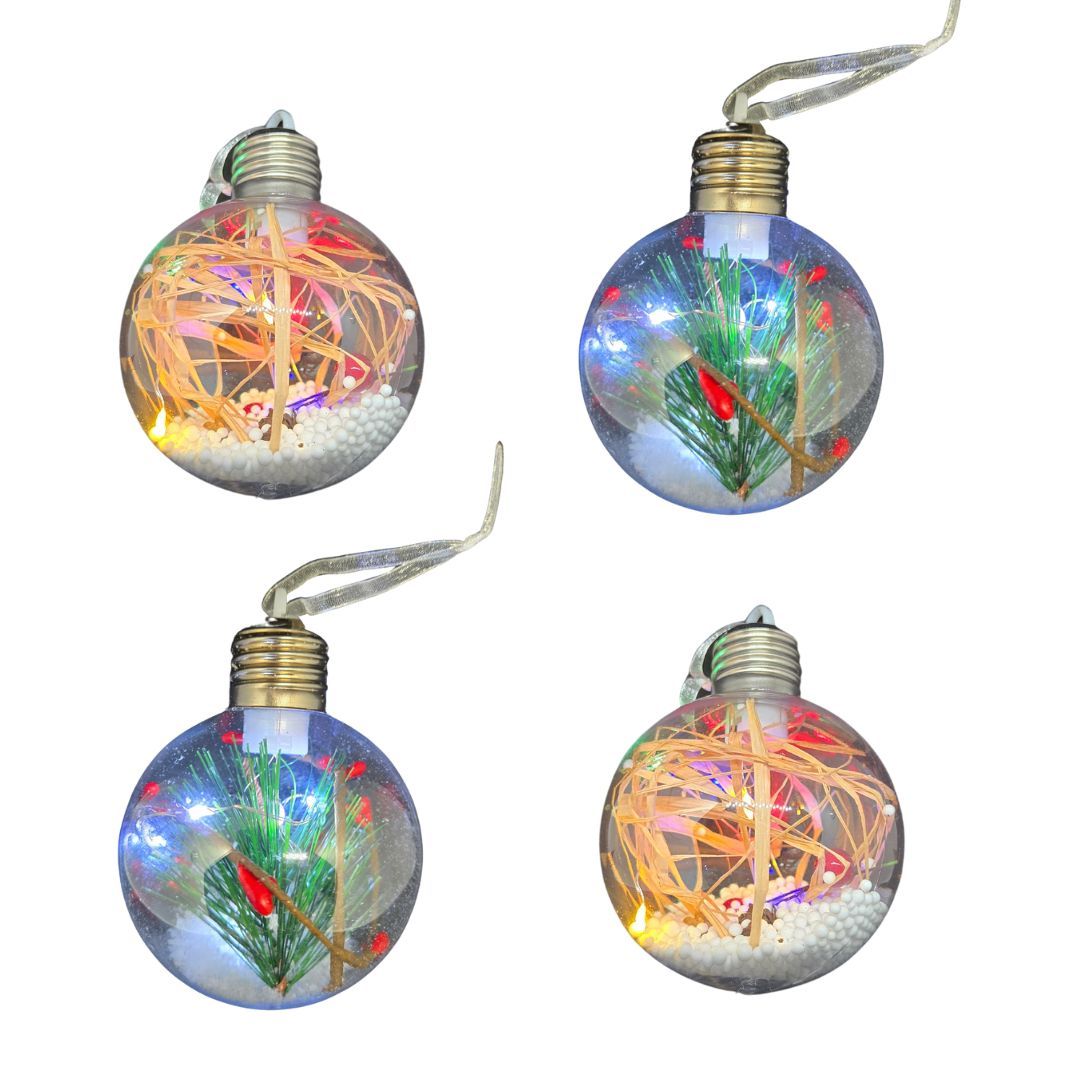 4 Stylish Christmas Tree Bauble with LED lights inside. Bulb design ...