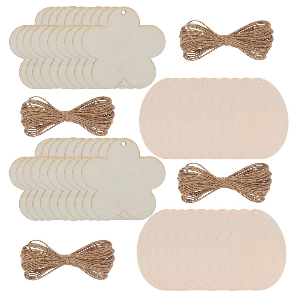 Craft DIY Wooden Flower & Oval Decoration with Natural Twine Set of 80 ...