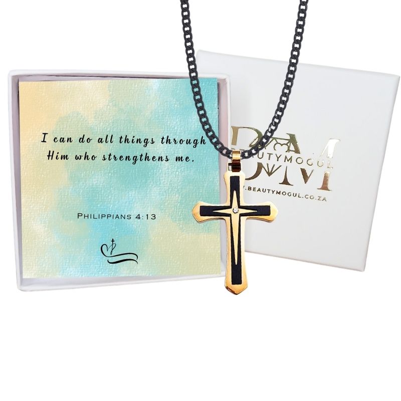 Men's Cross Pendant Chain Gift Set with Card: Express Your Faith in ...