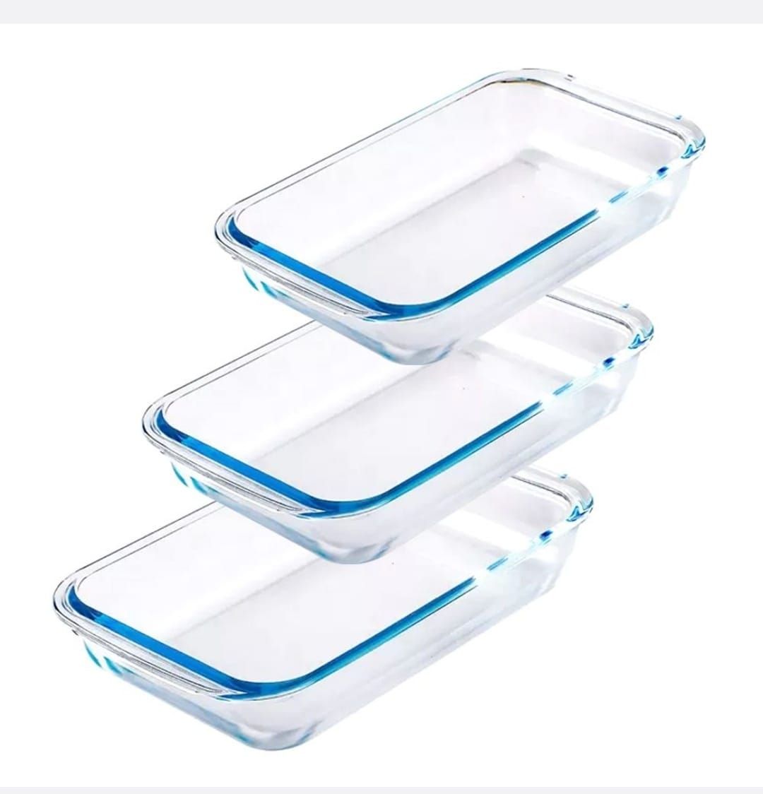 Rectangle Shape Set of3 -Borosilicate Glass-Bakeware Glass-Baking ...