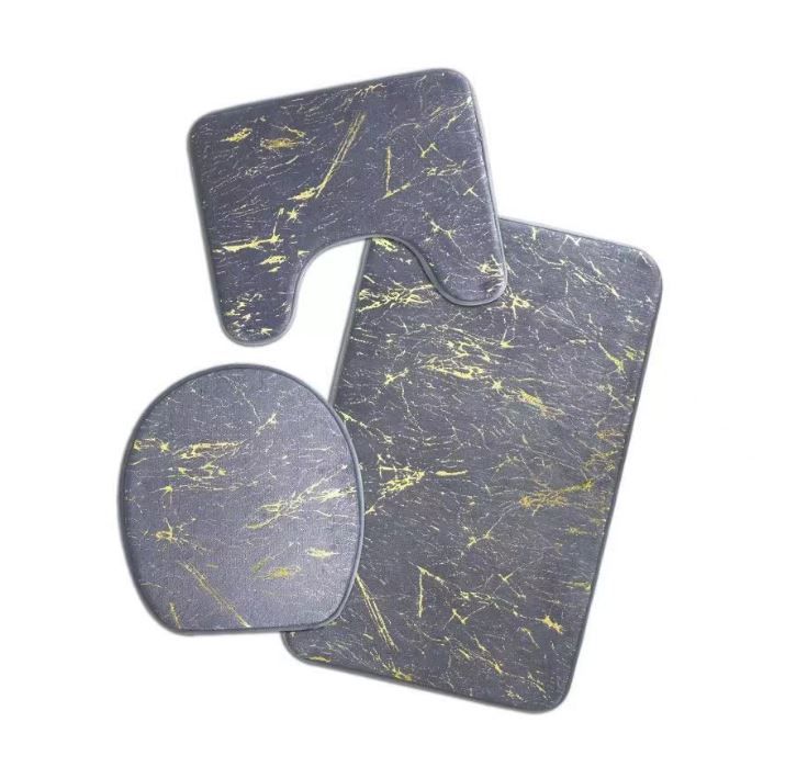 Bathroom 3 Piece Bath Mat Toilet Seat Cover Set Non-Slip Absorbent ...