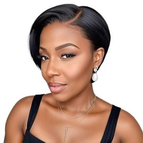 VSP Straight Lace Front Pixie Cut Wig Pre-Plucked Natural Color Short ...