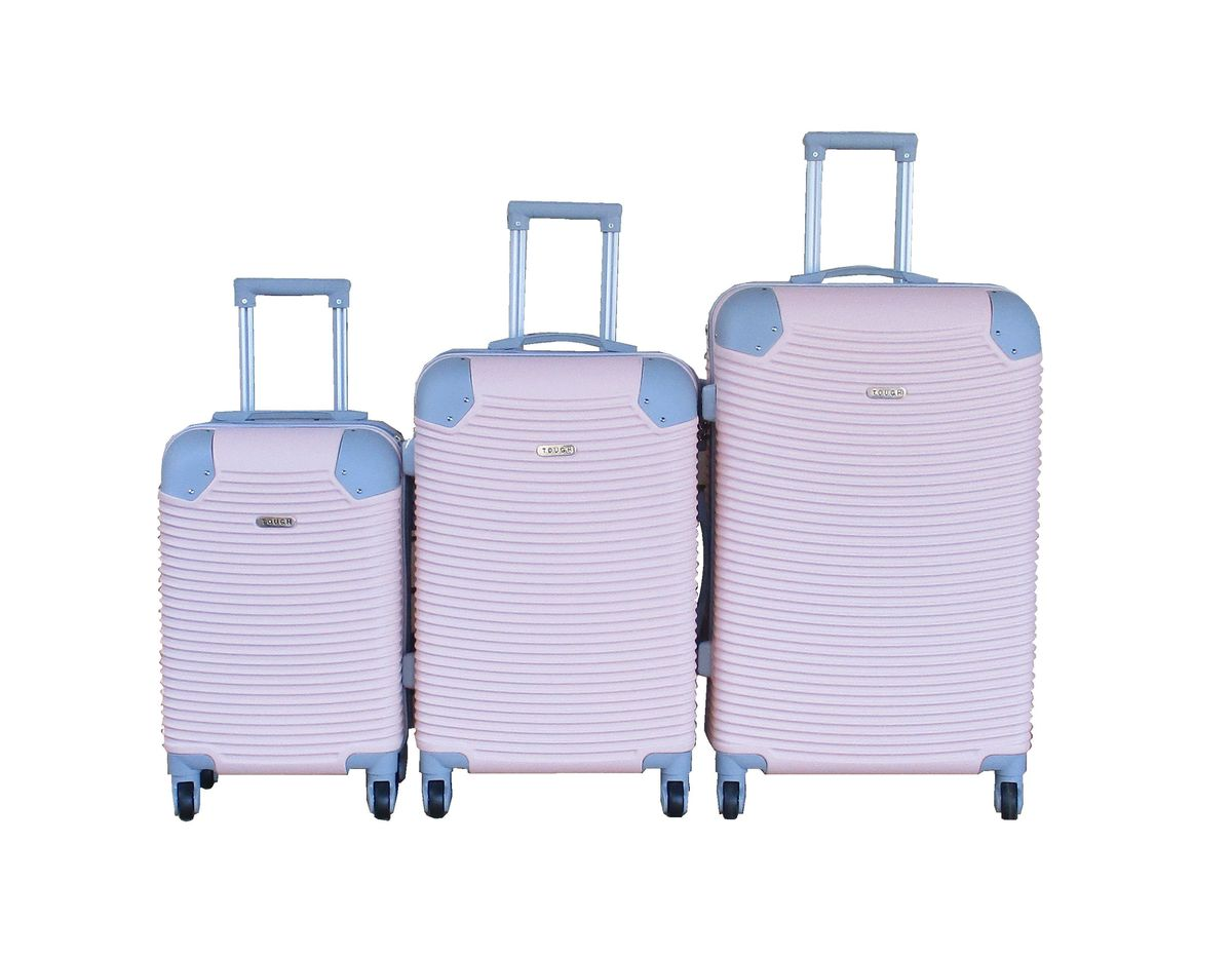 Light Pink 3-Piece ABS Hardshell Luggage Set with Spinner Wheels | Shop ...