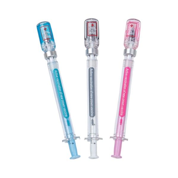 3 Piece - Needle Syringe Shaped Black Ink Ballpoint Pens -Blue, Pink ...