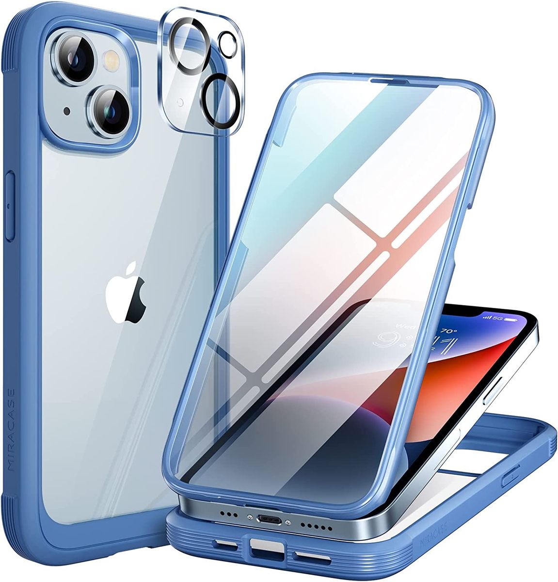 Miracase for iPhone 14 Case- Full-Body Glass Bumper cover+ Lens ...