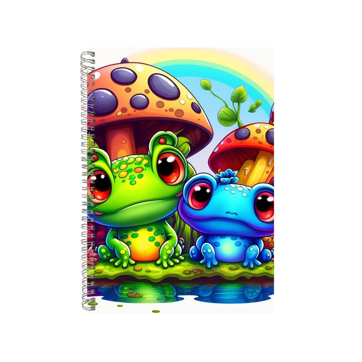 Colorful Baby Frogs Under Tall Mushrooms Notebook Gift Idea Notepad Pad ...