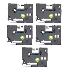 12mm Label Tape Cassette Compatible with Brother Label Printers (5-Pack ...