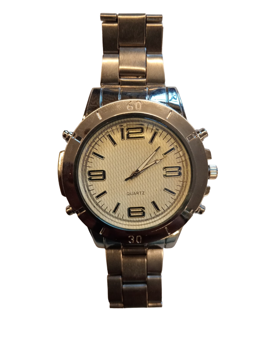 Mens Analogue Watch - Classic Mesh Face With Steel Band - Large Round ...
