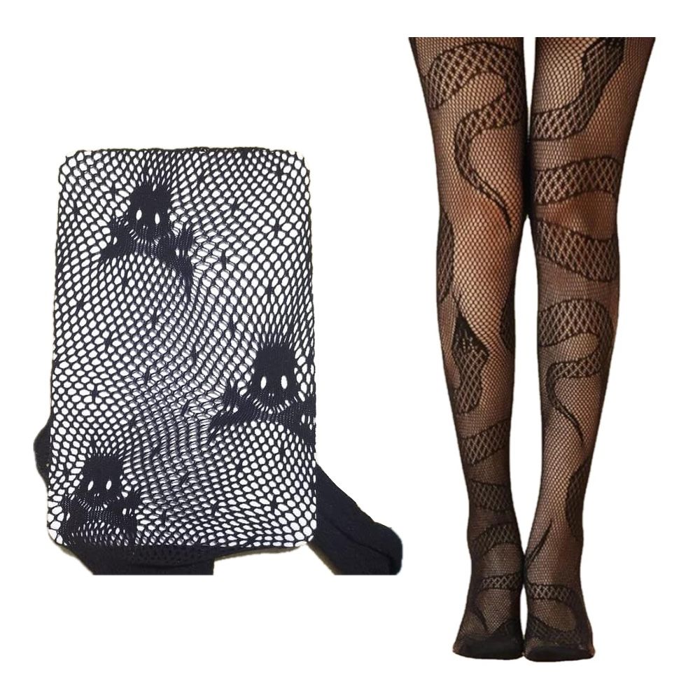 Fashion Goth Women's Stockings Hollow Lace Mesh - Scary - Set of 2 ...