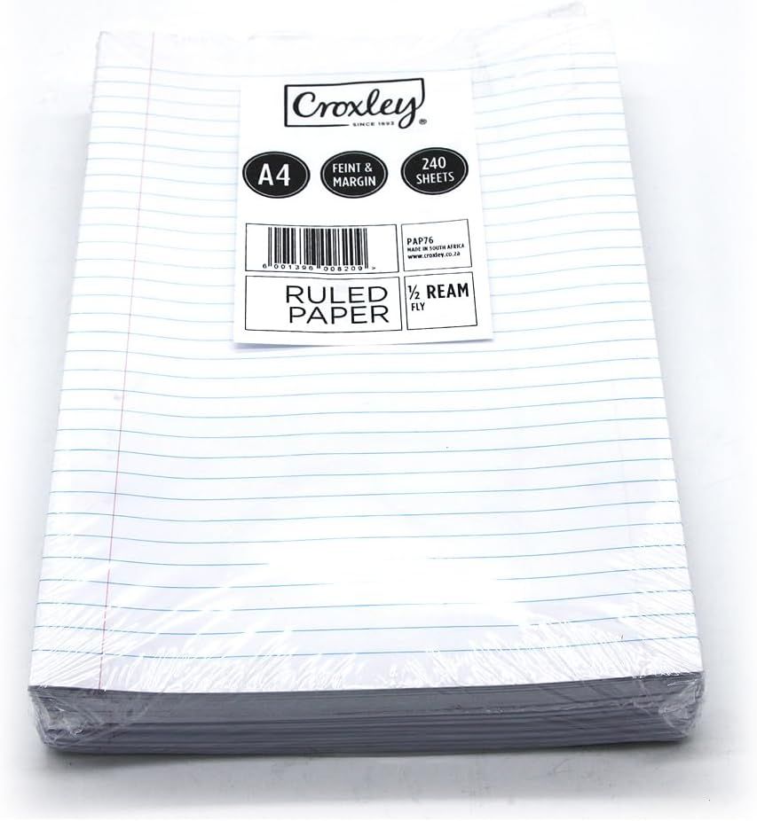 Croxley - A4 Ruled Feint and Margin Fly Half Ream PAP76 (Pack 240 ...